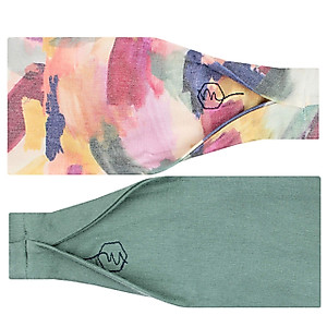 Maven Thread Serenity Wide Workout Headbands for Women, 4" Thick Non Slip Sweatbands, 2 Pack, Black, Yoga, Exercise, Running