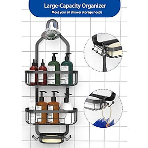 Turfson Shower Caddy Hanging Over Shower Head,Shower Organizer Hanger Storage Rack Shelf For Inside Shower Wall Shelves Baskets With Soap Shampoo Holder Organization For Bathroom Black