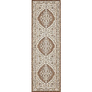 Water & Fade Resistant Indoor Outdoor 3x10 Runnerr Rug for Patio, Deck, Porch, Entryway | Outside Area Rugs for Patios | 2'8'' x 9'10'' Brown