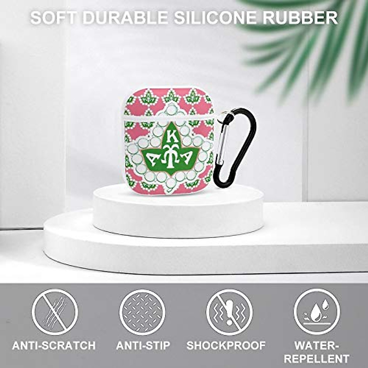 AKA SOR-ority Compatible with AirPods Case Shockproof Portable Protective Hard Silicone Case Cover Skin with Keychain for AirPods 2 & 1 Charging Case