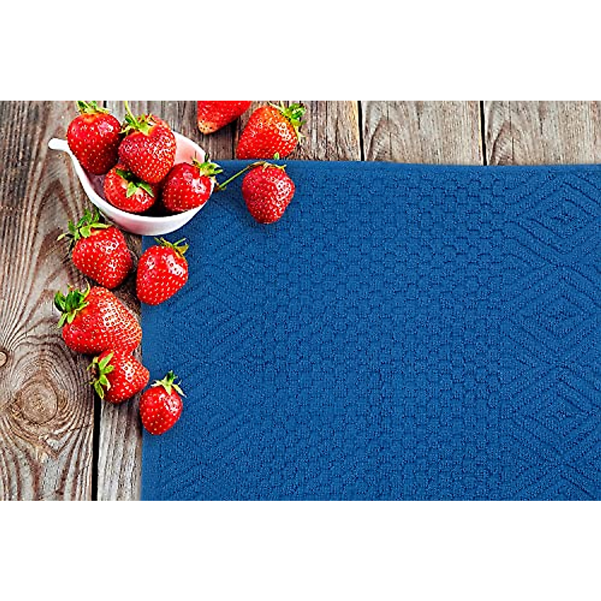 Oakias Kitchen Towels Blue (12 Pack, 16 x 26 Inches) – Cotton Kitchen Hand Towels – 450 GSM – Highly Absorbent & Quick Drying Dish Towels – Big Pop Weave