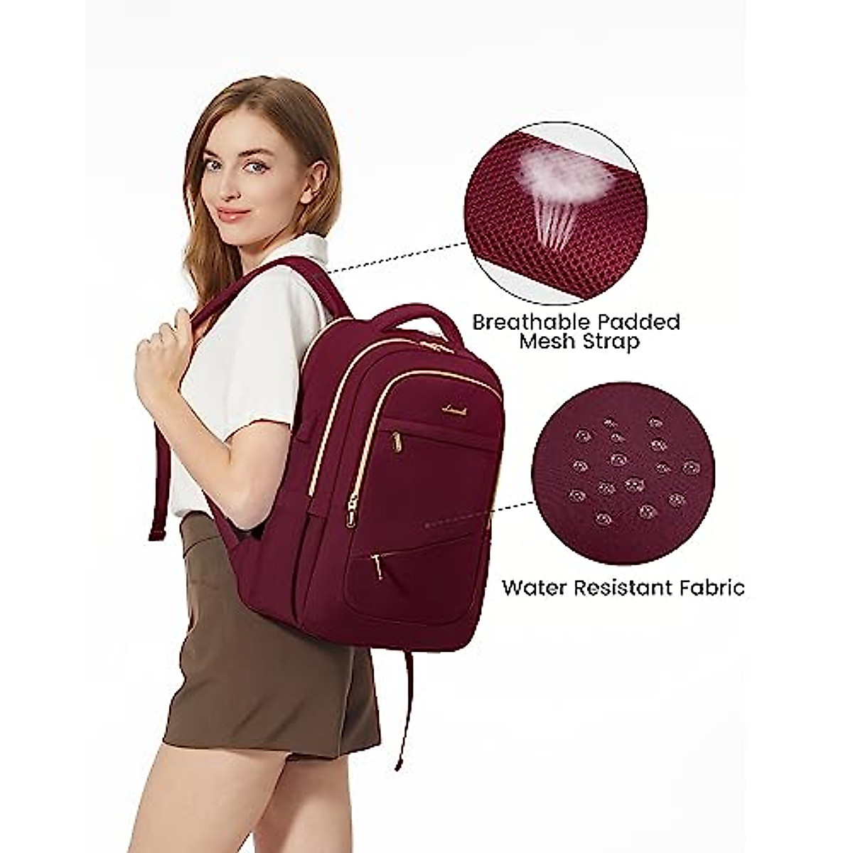 LOVEVOOK Laptop Backpack for Women, Slim Business Laptops Bag with Separate Computer Compartment Stylish Daypack for College Work Travel, Fits 15.6" Laptop