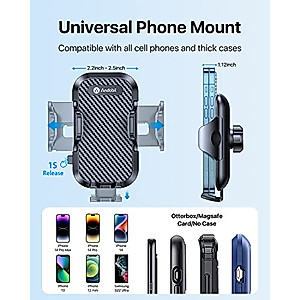 andobil Car Phone Holder Mount [2023 Upgraded] Smartphone Air Vent Holder Easy Clamp Hands-Free Compatible with iPhone 11 12 13 14 Pro Max 6 7 8 X XR XS SE Samsung Galaxy S23 Ultra S22 S21 Note 20