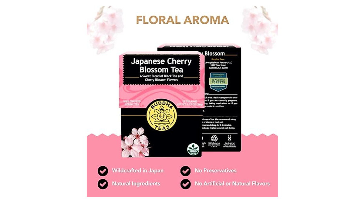 Enjoy Buddha Teas Japanese Cherry Blossom Tea - 18 Bags