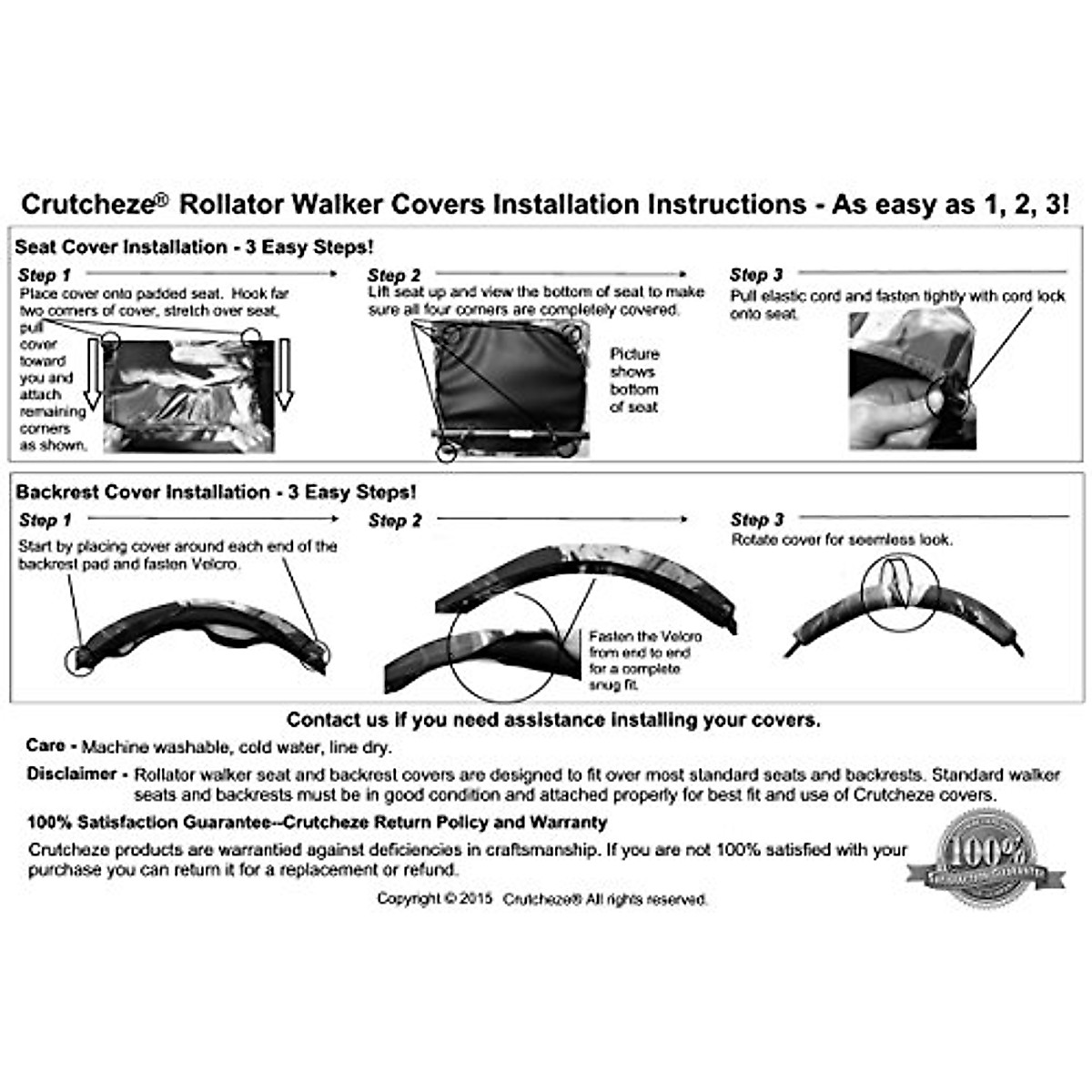 Crutcheze Butterfly Rollator Walker Seat and Backrest Covers - Unique & Vibrant Walker Cover - Made in USA