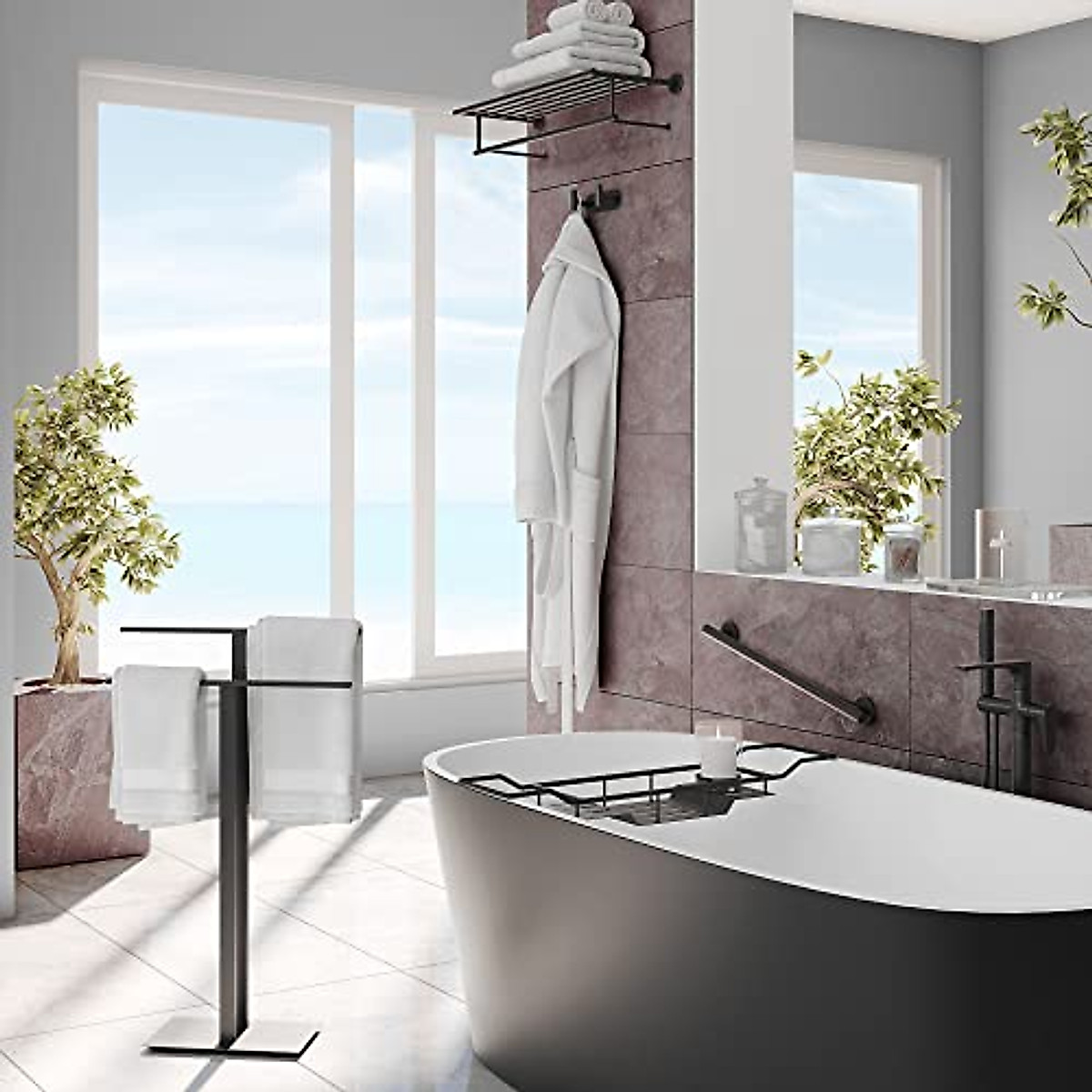 Gatco 858MX Latitude II, Grab Bar, 42”, Matte Black/ADA Compliant Wall Mount Stainless Steel 42 Inch Safety Grab Bar for Bathroom