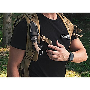 LionSTEEL H2 Karambit Style Fixed Blade EDC Hunting Hiking and Outdoor Knife, G10 and Micarta Handles, M390 Super Steel, Leather Sheath Included, Natural Micarta