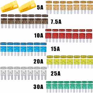 ACBungji 140 Pack Micro 2 Fuse Kit Automotive Assorted, Upgraded Micor II Blade Fuse 5A 7.5A 10A 15A 20A 25A 30A ATO ATC for SUV Truck Rv Car Fuses Assortment Kit