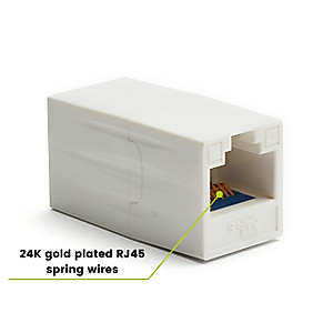 trueCABLE Cat6 Inline Coupler, Unshielded (UTP), PoE++ (4PPoE), UL Listed, ETL Verified, ANSI/TIA 568-2.D Cat 6 Performance Compliant, Female to Female RJ45 Couplers, White, 6 Pack