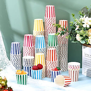 meekoo 1000 Pack 4oz Paper Cups Multicolor Mouthwash Cups Striped Pattern Bathroom Cups Hot Cold Beverage Disposable Cups Small Ice Cream Cups Drinking Cup for Party, Picnic and Event, 10 Colors