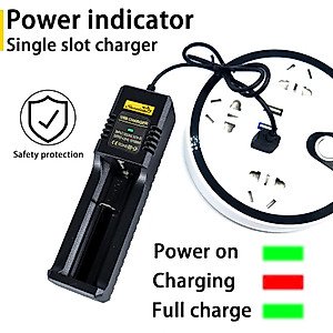 21700 Rechargeable Battery Charger,Single-Slot Intelligent Battery Charger for 3.7V Li-ion 26650,21700 5000mah,18650,18500,18350,16650 Rechargeable Battery