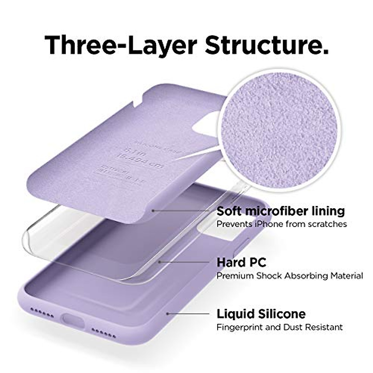 elago Liquid Silicone Case Compatible with iPhone 11 case (6.1 inches), Silicone Mobile Phone Case, All-Round Protection: 3-Layer Protective Case, Raised Edge for Screen and Camera (Lavender)