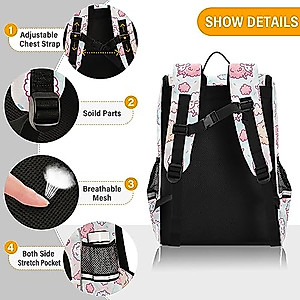 Sletend Backpack Cute Sheep and Cotton Candy School Backpack Travel Hiking Large Capacity Causal Daypack Bookbag Laptop Schoolbag with Reflective Tape for Boys Girls Adults
