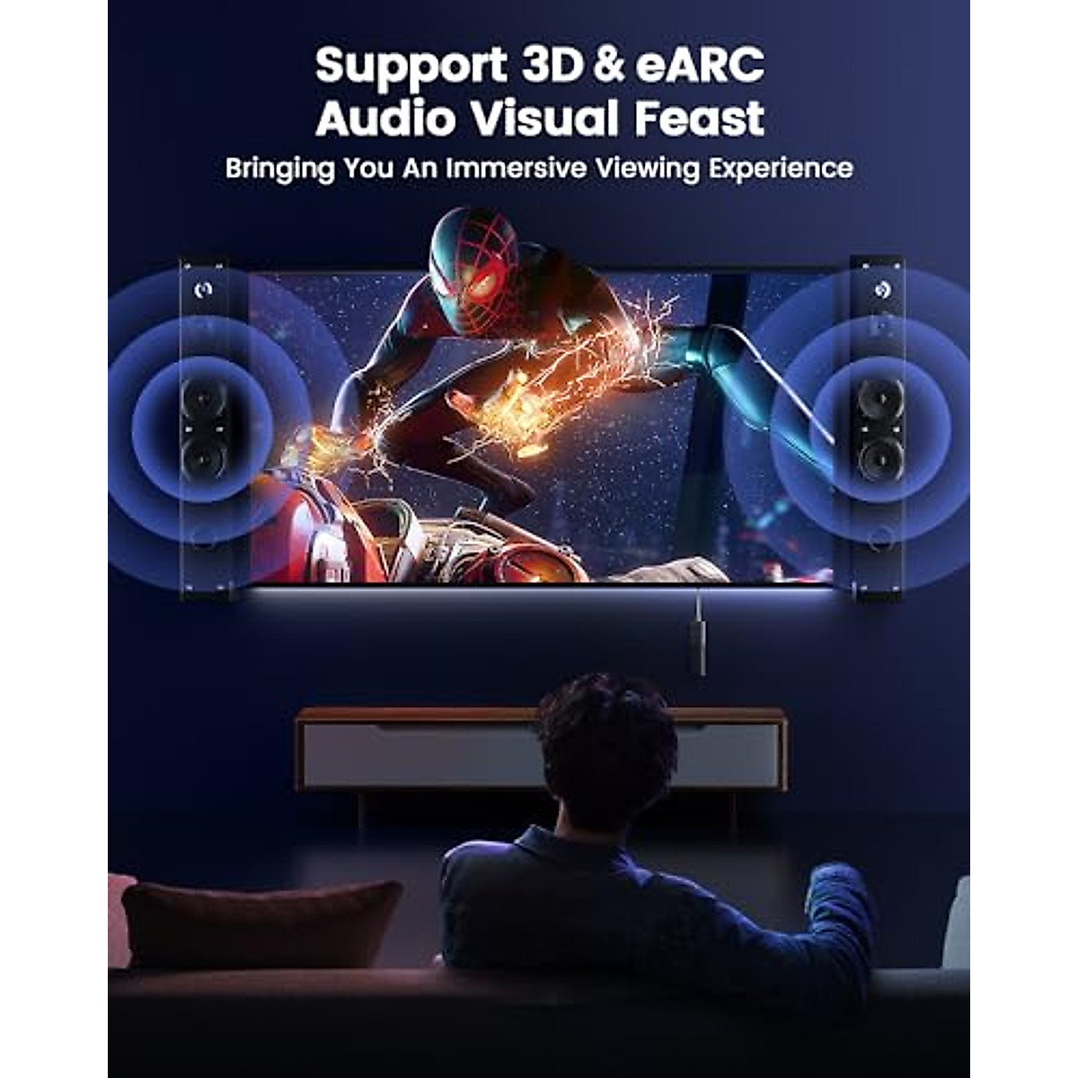 ANDTOBO HDMI Male to Female HDMI High-Speed Extension Cable for Google Chrome Cast,Roku Stick,TV Stick,Xbox,PS3/4-2Pack