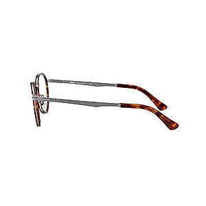 Persol PO2468V Round Prescription Eyewear Frames, Gunmetal/Havana/Demo Lens, 49 mm
