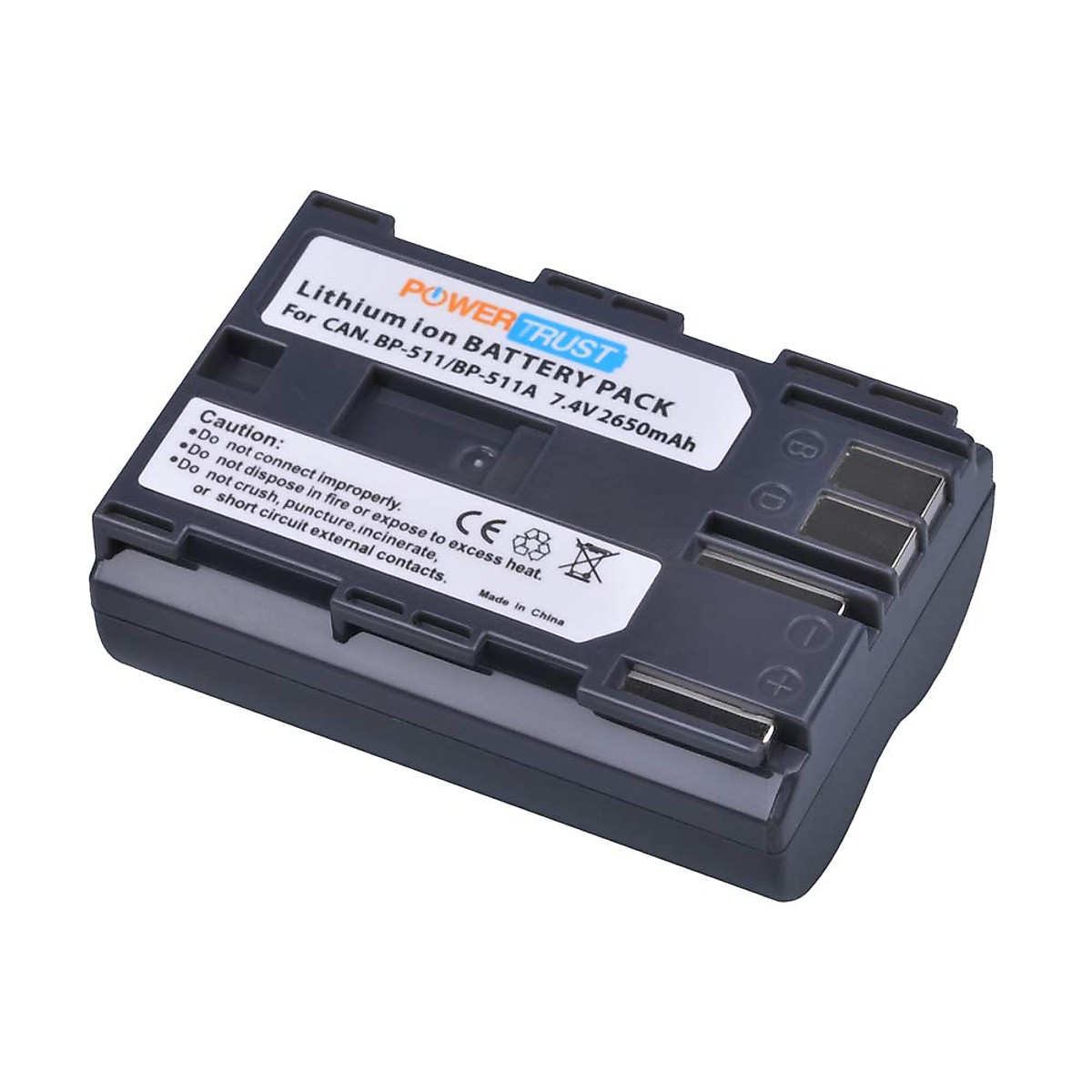 PowerTrust 2-Pack BP-511 BP511A Battery and LCD USB Dual Charger for Canon EOS 40D 300D 5D 20D 30D 50D