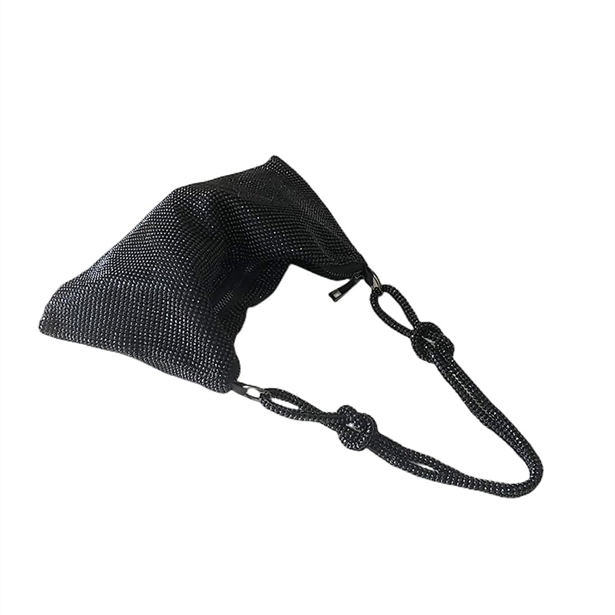 UMREN Rhinestone Hobo Bags for Women Chic Evening Handbag Sparkly Crystal Cluth Purse for Party Club Wedding (Black)