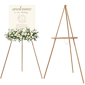 MEEDEN Beech Wood Display Wedding Easel Stand, Max Height 64'' Holds Up to 40"/11lb, Wooden Display Tripod for Wedding Sign, Poster, A-Frame Artist Floor Easel for Painting, Canvas, Show, Presenting