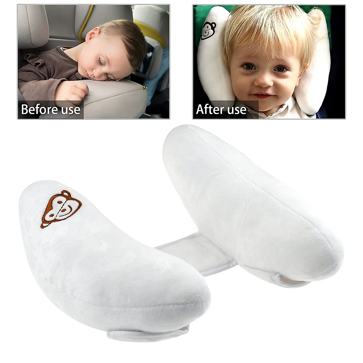 Debaishi Adjustable Baby Headrest Stroller Safety Pillow,Soft Head Neck Support, Best Headrest for Car Seat,Banana U-Shape Children Travel Headrest Head Protection Pillow