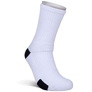 JHM Thick Protective Sport Cushion Elite Basketball Compression Athletic Socks - White, Black - Unisex Adults - 3 Count - US Shoe Sizes 6-13