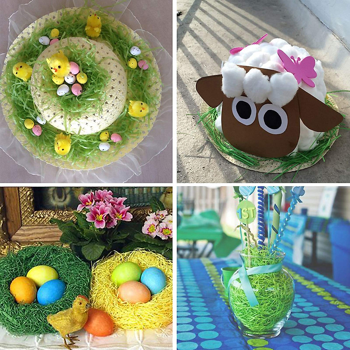 Supla 286 g (10 oz) 13 Colors Shredded Paper Easter Grass Easter Gift Bag Basket Grass Filler Stuffers Paper Shreds Grass in Hot Pink Yellow Dark Green Light Green Sky Blue Lavender for Easter Egg Hunt Party Decorations