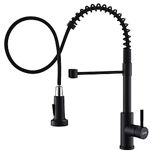 GIMILI Black Kitchen Faucets with Pull Down Sprayer, Single Handle Spring Kitchen Faucet, Commercial Modern rv Faucet for Kitchen Sink, Matte Black