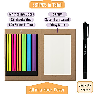Mr. Pen- Bible Highlighter Tape and Note Set - 331pc Transparent Sticky Index Tabs with Book Highlighter Strips