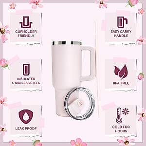 Mothers Day Gifts for Grandma, Personalized Grandma's Garden 40 Oz Tumbler with Birth Flowers, Nana's Tumbler 10 Colors - Up to 6 Flowers, Engraved Stainless Steel Travel Mug with Handle and Straw