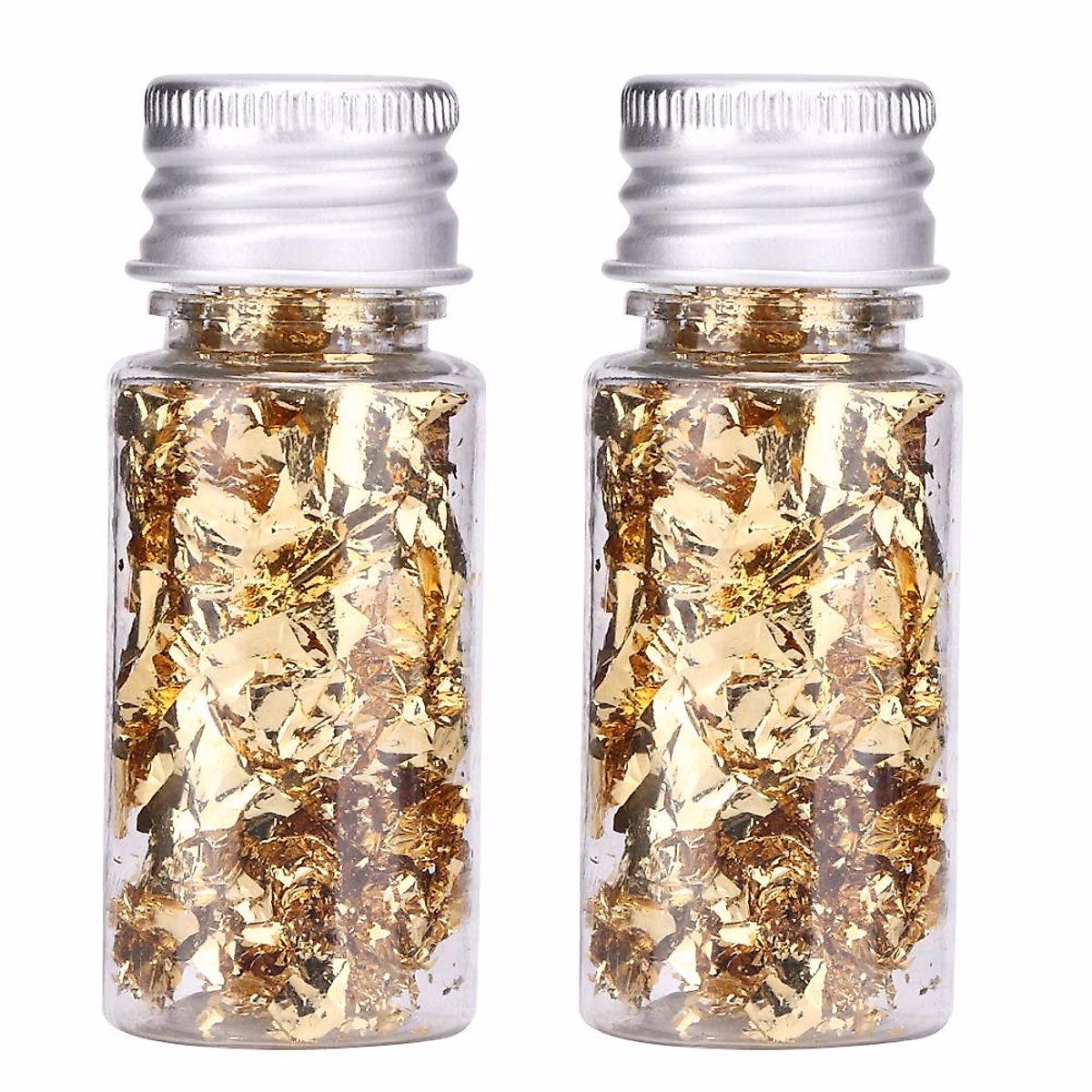 Lwuey Gold Leaf Makeup, Edible Flakes Goldlen Toppers Gilding Paper Bottles Imitation Metallic Decoration Drink Cooking Chocolates Cakes Drinks Baking Dessert Cupcake Steak Food Spa Home 2PCS