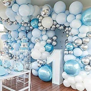 RUBFAC Silver Balloons Latex Party Balloons, 100pcs 12 Inch Silver Balloons for Party Decoration Like Birthday Party, Graduation, Wedding, Baby Shower, Gender Reveal (with Silver Ribbon)
