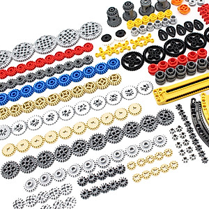 KonHaovF 213PCS Differential Gear Box Set for Technic Series Parts Compatible with Lego Technic Parts, DIY Gears Assortment Pack(Liftarm, Pins, Axles, Connectors) for Technic Building Blocks Set