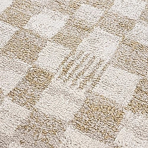 BoutiqueRugs Benjy Modern Checkered Area Rug - Contemporary Geometric Carpet for Living Room, Bedroom, Kids Room, Nursery - Cream, Gold - 5'3" x 7' (5x7 Area Rug)