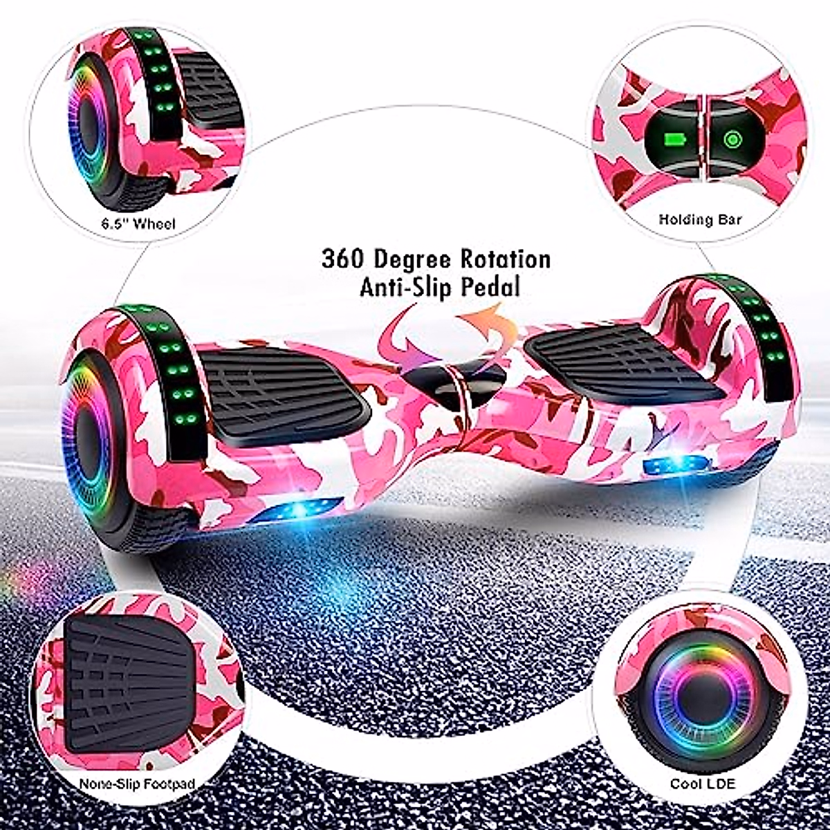 FLYING-ANT Hoverboard with Seat Attachment, 6.5” Self Balancing Scooter with Hoverkart, Hoverboards with Bluetooth and LED Lights, Best Gift for Kids and Teenagers,Shipping from USA