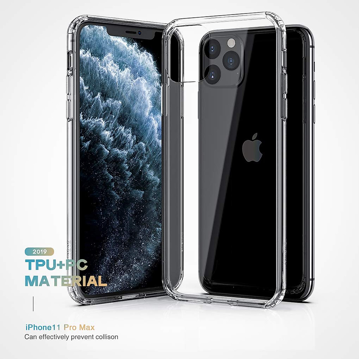 Mkeke Compatible with iPhone 11 Pro Max Case, Clear iPhone 11 Pro Max Cover Shock Absorption Phone Cases 6.5 inch