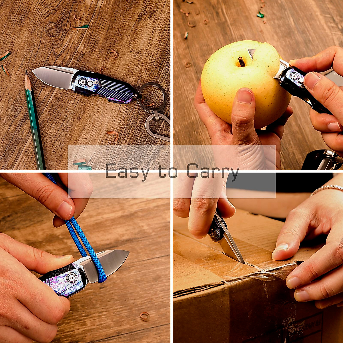 XTOUC Small Pocket Knife,1.38" M390 Steel Blade EDC Folding Knives with Button Lock Titanium Handle Knifes TD776