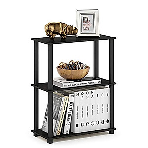 Furinno Turn-S-Tube 3-Tier Compact Multipurpose Shelf Display Rack with Square Tube, Espresso/Black