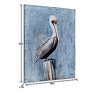 Yihui Arts Rustic Coastal Canvas Wall Art - Vertical Heron Painting with Textured - Abstract Bird Artwork for Farmhouse Living Room Bathroom Hallway Decor
