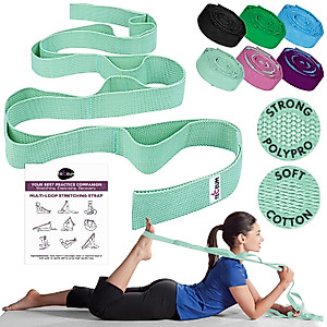 [NEW 2023] TECEUM Stretching Strap for Yoga & Physical Therapy – 10 Loops – Choice of materials & colors – Non-elastic Leg Stretch Out Straps for Stretching, Exercising, Pilates, Post-injury