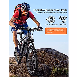 TotGuard Electric Bike, Electric Bike for Adults 26'' Ebike with 350W Motor, 19.8MPH Electric Mountain Bike with Lockable Suspension Fork, Removable 36V/10.4Ah Battery, Professional 21 Speed Gears