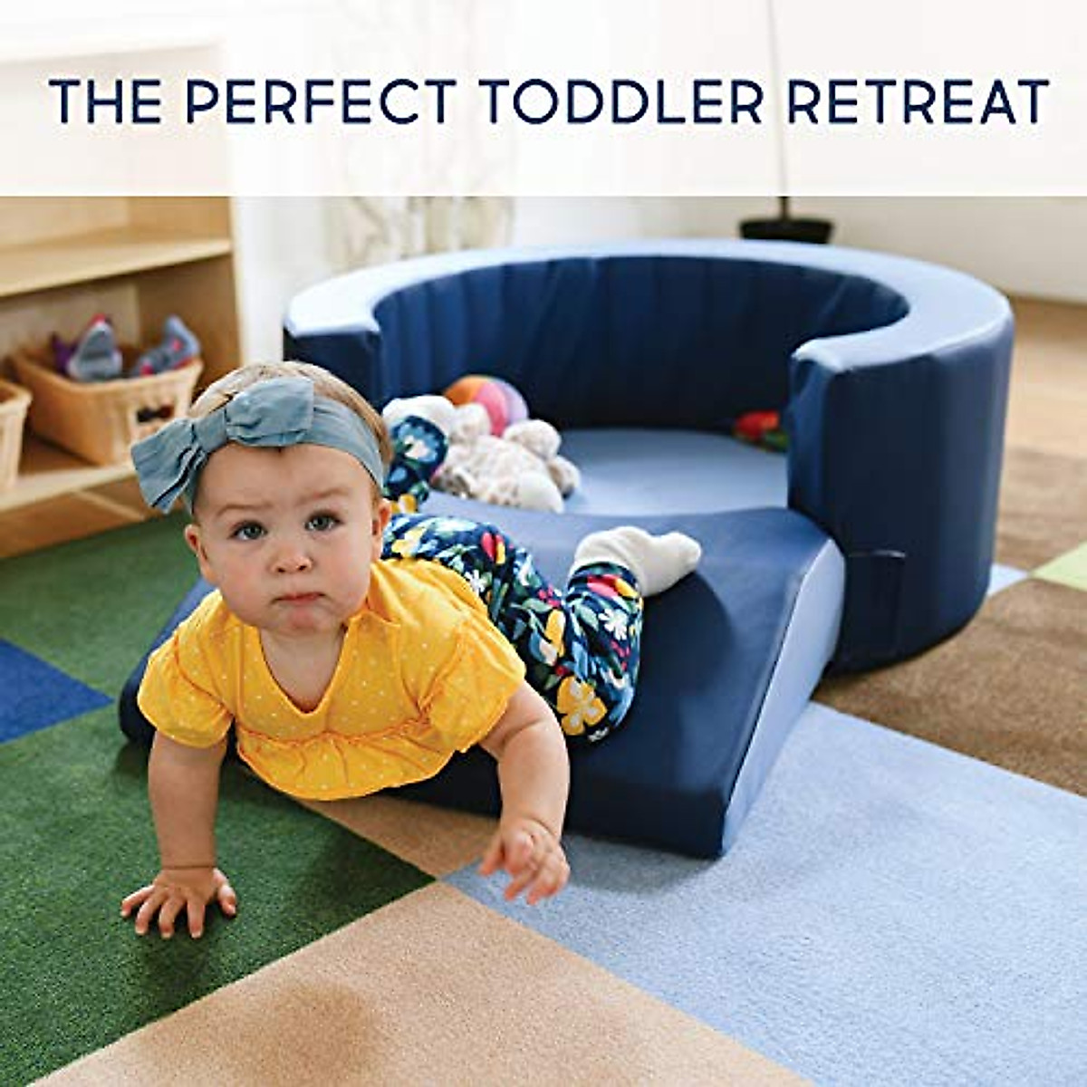 Factory Direct Partners 10422-NVPB SoftScape Lil Personal Space, Cozy and Safe Foam Retreat for Babies and Toddlers to Read, Snack, or Relax - Navy/Powder Blue