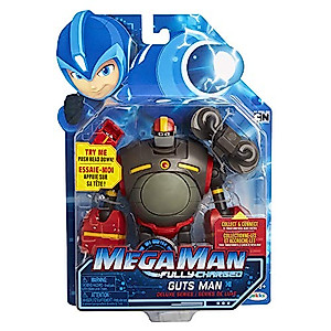 Mega Man Fully Charged – Deluxe Guts Man Articulated Action Figure with Expanding Belly and Guts Man Buster Accessory (to swap onto the Mega Man figure)! Based on the new show!