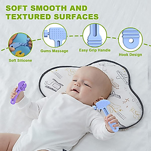 Zdolmy Teething Toys for Babies 0-6 Months 6-12 Months, Baby Teething Toys Set, BPA-Free Silicone, Soft Textures, Molar Teether, Easy to Hold, Easy to Clean and Freeze - 4 Packs