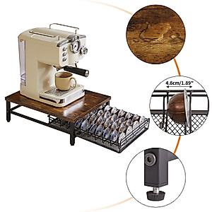 IBUYKE Coffee Pod Drawer Holder for Nespresso, 40 Capacity Capsule Pods Storage Organizer, Compact Under Coffee Pot Storage Drawer, Slim Home Kitchen Counter Organizer, Rustic Brown,TCJ101H