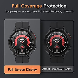 JETech Screen Protector for Samsung Galaxy Watch 5 Pro 45mm, Full Coverage Tempered Glass, HD Clear, 3 Pack