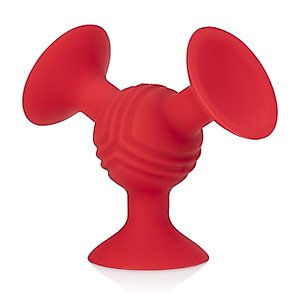 Nuby Silly Three Prong Interactive Suction Toy with Built-in Rattle, Red