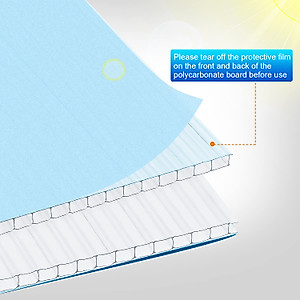 Kirumie 5 Pieces 4' x 2' x 0.32'' Polycarbonate Greenhouse Panels Twin-Wall Polycarbonate Sheet Waterproof UV Protected Reinforced Clear Sheets, Panels use for Greenhouse, Outdoor, Plant Stand Roof