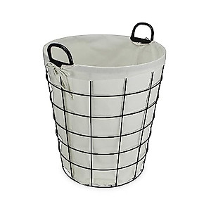 Cheung's 16S005 Lined Metal Wire Basket with Handles, Black