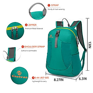 sinotron Lightweight Packable Backpack,Small Foldable Hiking Backpack Day Pack for Travel Camping Outdoor Vacation(Green)