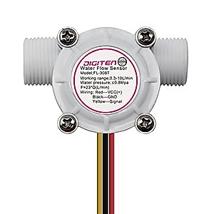 DIGITEN G3/8 Water Flow Sensor Witch, Hall Effect Flowmeter Liquid Fluid Meter Sensor Switch Flowmeter Meter 0.3-10L/min