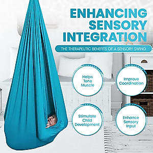 Sensory Swing for Kids | 360° Hardware Indoor | Therapy Tool for Special Needs Snuggle Grey Cuddle Hammock Gray Swing | for Children with Autism, ADHD, Aspergers, Sensory Integration